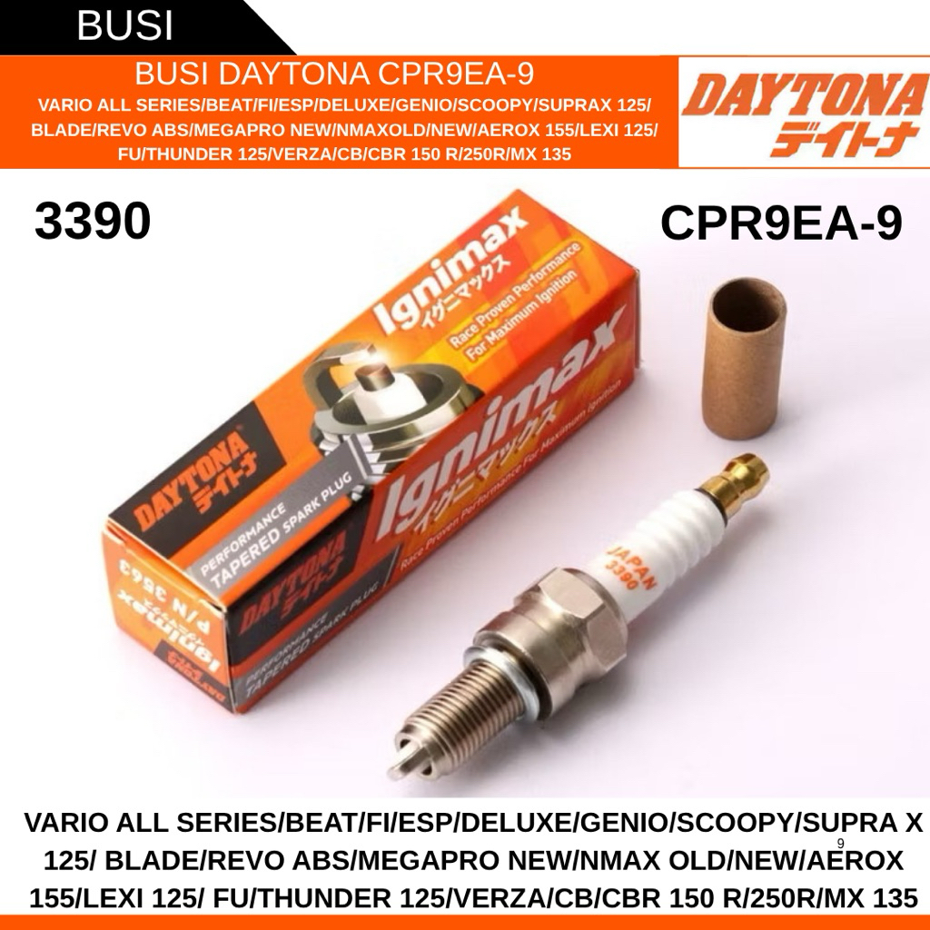Jual BUSI CPR9EA-9 NMAX OLD/NEW/AEROX/LEXY/FU/MEGAPRO/REVO ABS/VARIO 125/150 NEW/MEGAPRO NEW ...