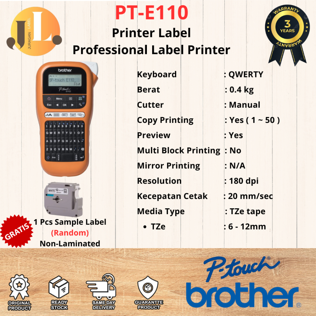 Jual BROTHER Printer Label P-Touch PT-E110VP / Handheld Electrician PT ...