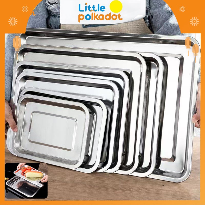 Jual 【Littlepolkadot】Nampan Stainless Persegi Bake Tray Loyang ...