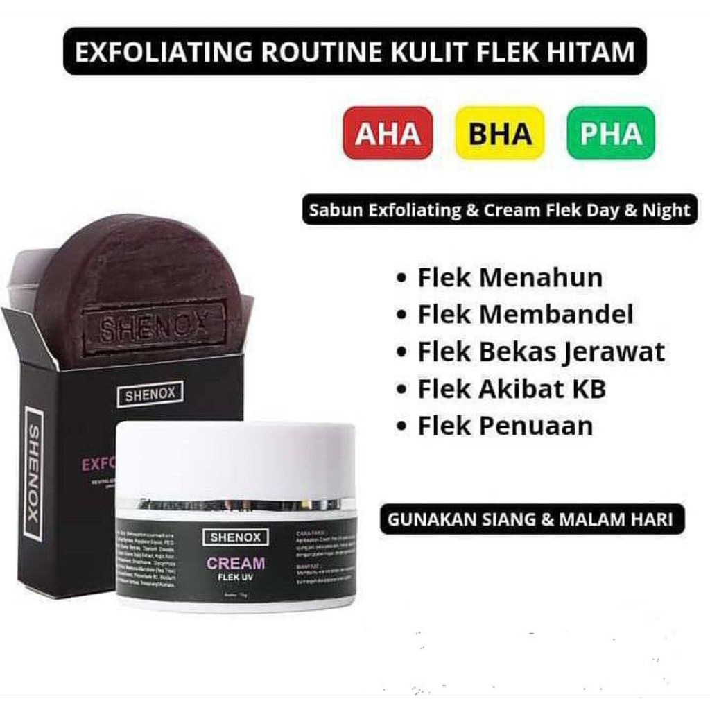 Jual Shenox Skincare 2 in 1 Sabun Exfoliating dan Cream Flek UV Penghilang Flek Hitam Paling ...