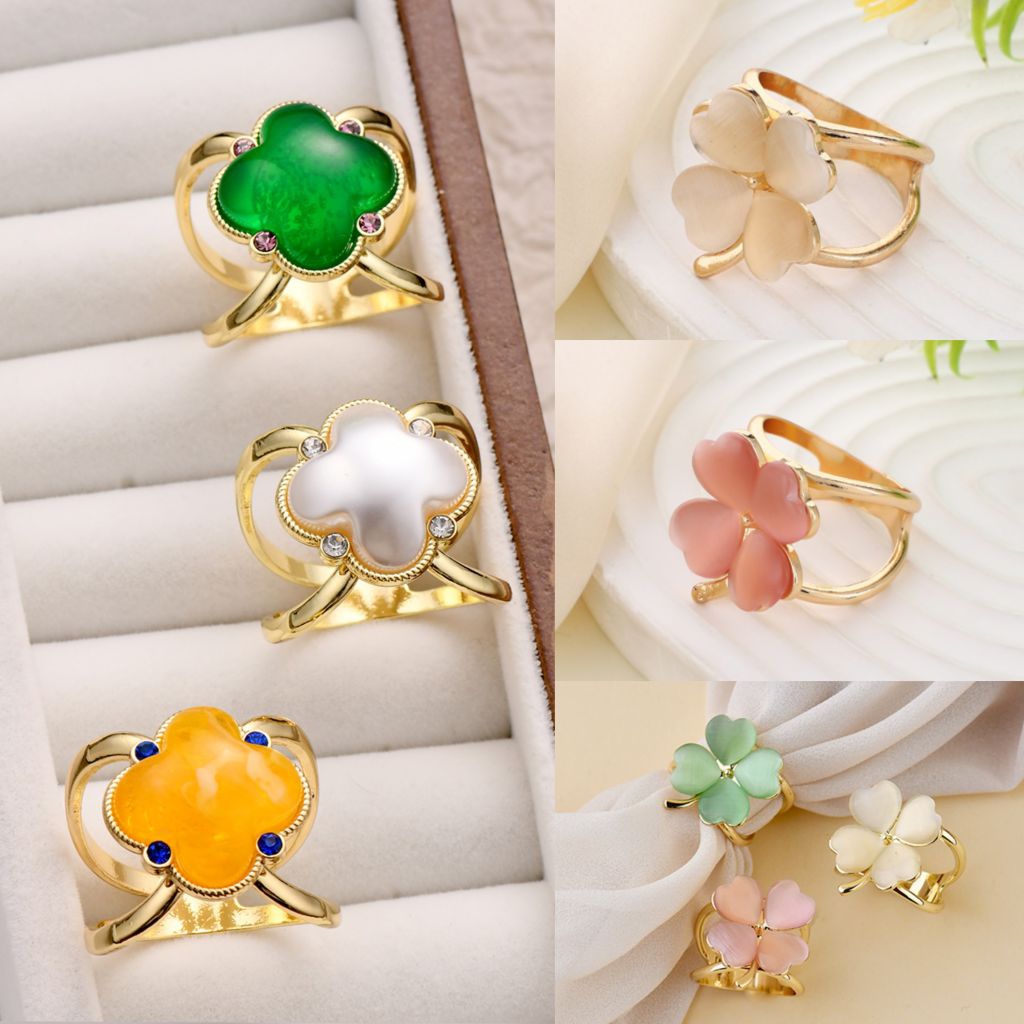 Jual RING HIJAB SEMANGGI CAT EYE KULIT KERANG | RING KOLONG CLOVER CAT ...