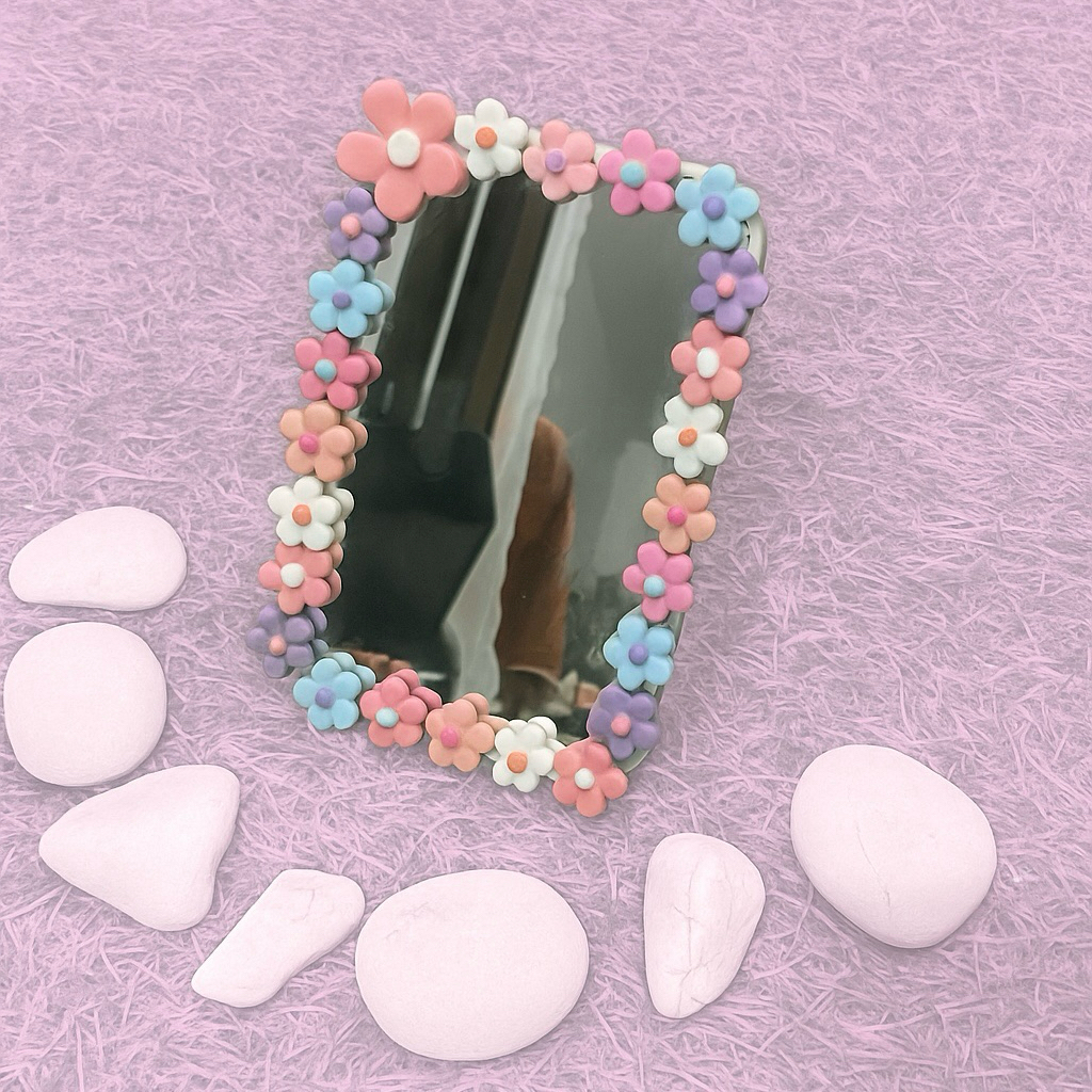 Jual Cermin Lucu Motif Bunga Cermin Aesthetic Wanita Aksesoris Makeup ...