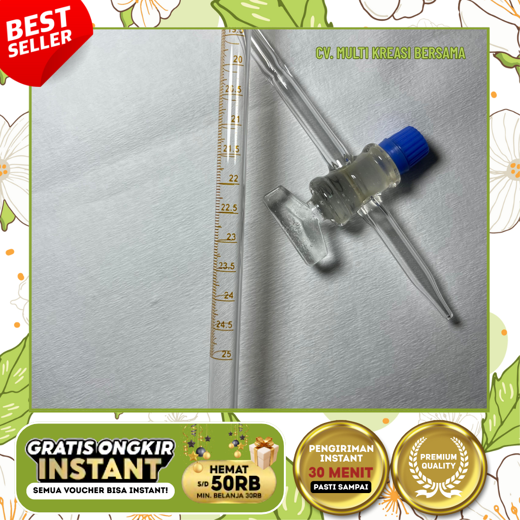 Jual BURET 25 ML PYREX KACA / BURETTE GLASS PYREX 25 ML | Shopee Indonesia