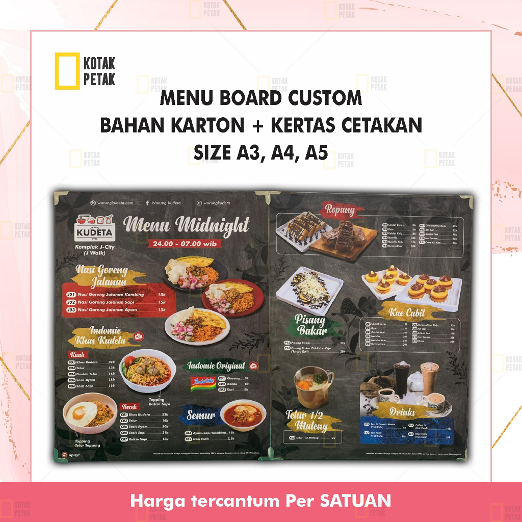 Jual Daftar Menu Board Tebal - 2 Sisi / Menu Kuliner / Papan Menu ...