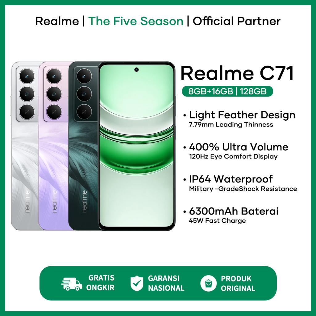 Jual [NEW LAUNCH] realme C71 (4/128)(6/128)(8/128) - 6300mAh Battery, IP64 Dust & Water ...