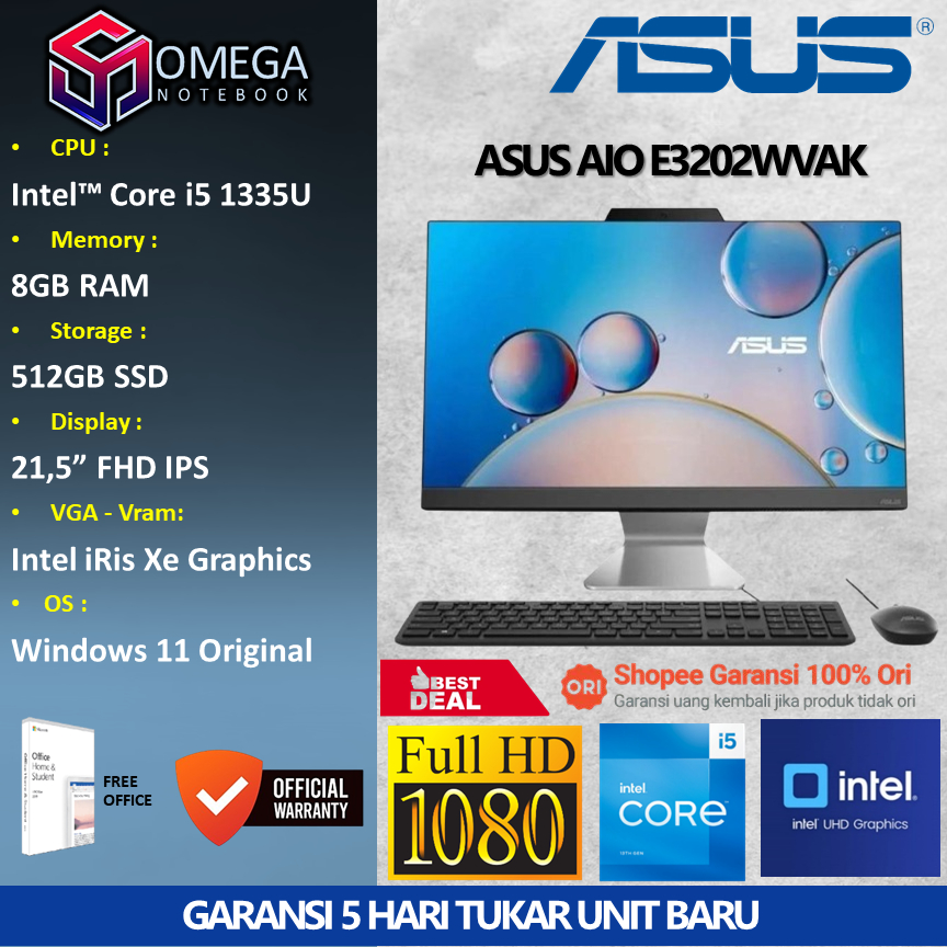 Jual ASUS PC ALL IN ONE AIO E3202WVAK i5 1335U 8GB 512GB 21,5 FHD ...