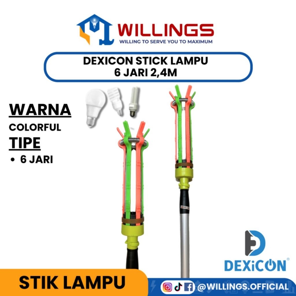 Jual WILLINGS - DEXICON STICK LAMPU 6 JARI 2,4 METER / GRONCO TONGKAT ...
