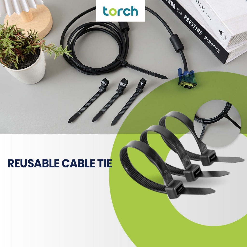 Jual TORCH Perapi Pengikat Kabel Cable Tie Reusable isi 50 pcs | Shopee ...
