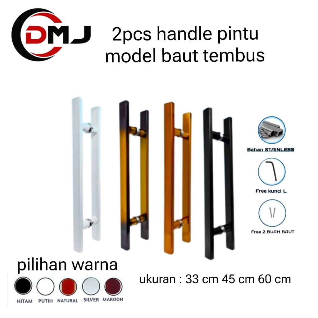 Jual 2pcs handle pintu rumah tipe baut tembus 33 cm 45cm 60cm pintu ...