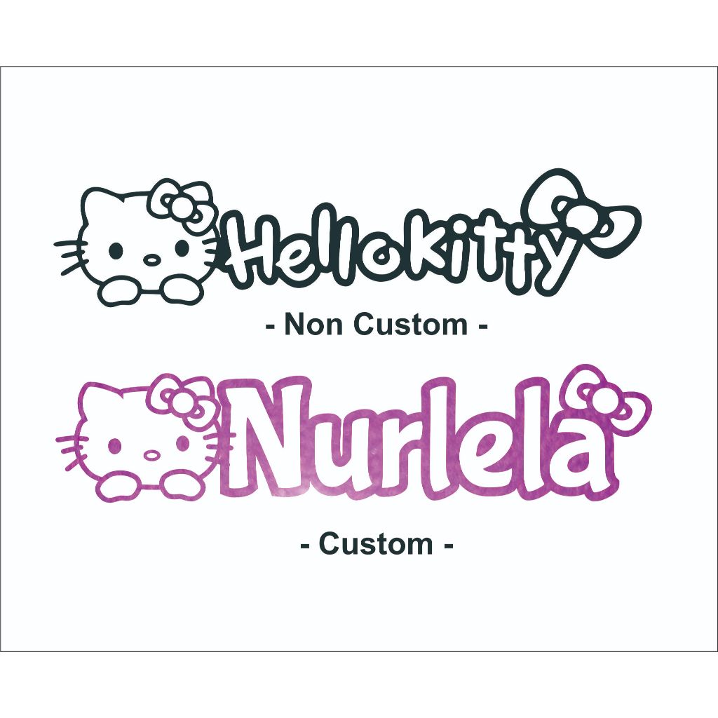 Jual 2 pcs HELLO KITTY Teks Logo Cutting Sticker Reflective Custom Size ...
