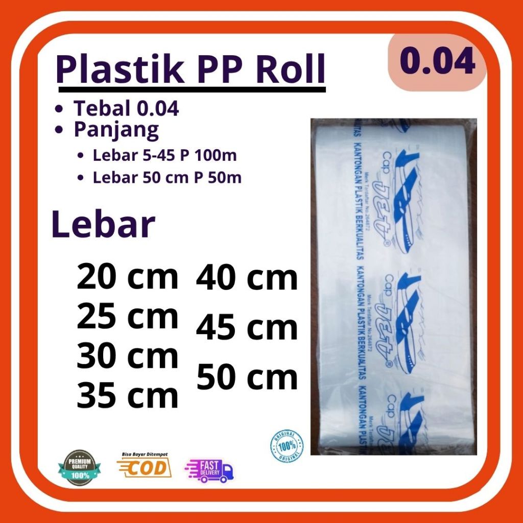 Jual Plastik PP Roll Rol Tebal 0.04 Ukuran Lebar 20 25 30 35 40 45 50 ...