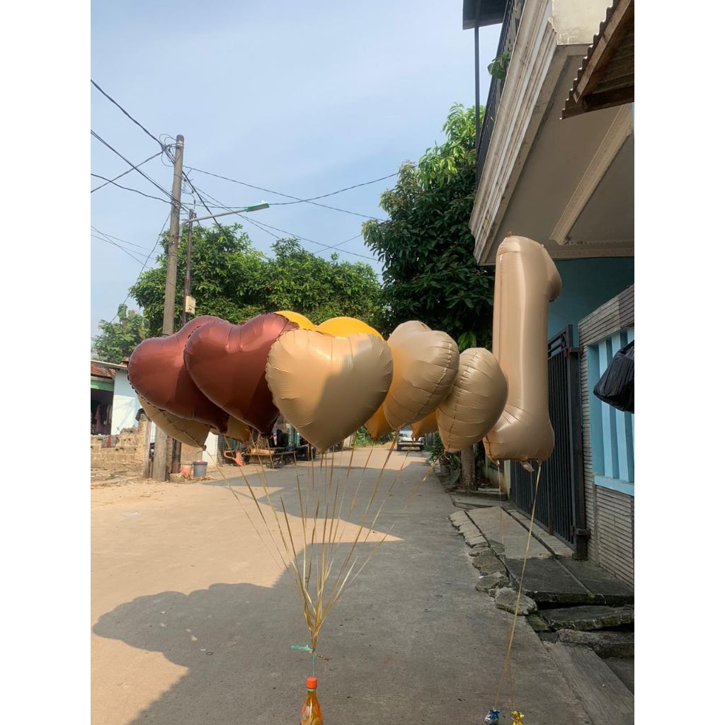Jual balon gas helium love foil coklat | Shopee Indonesia