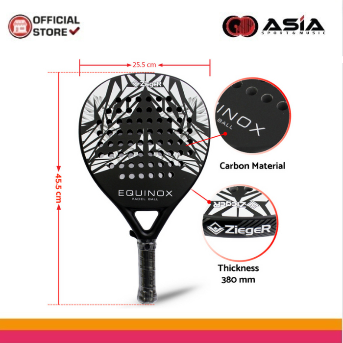 Jual Racket Padel Zieger Carbon Equinox | Raket Padel Karbon 3K Bonus ...