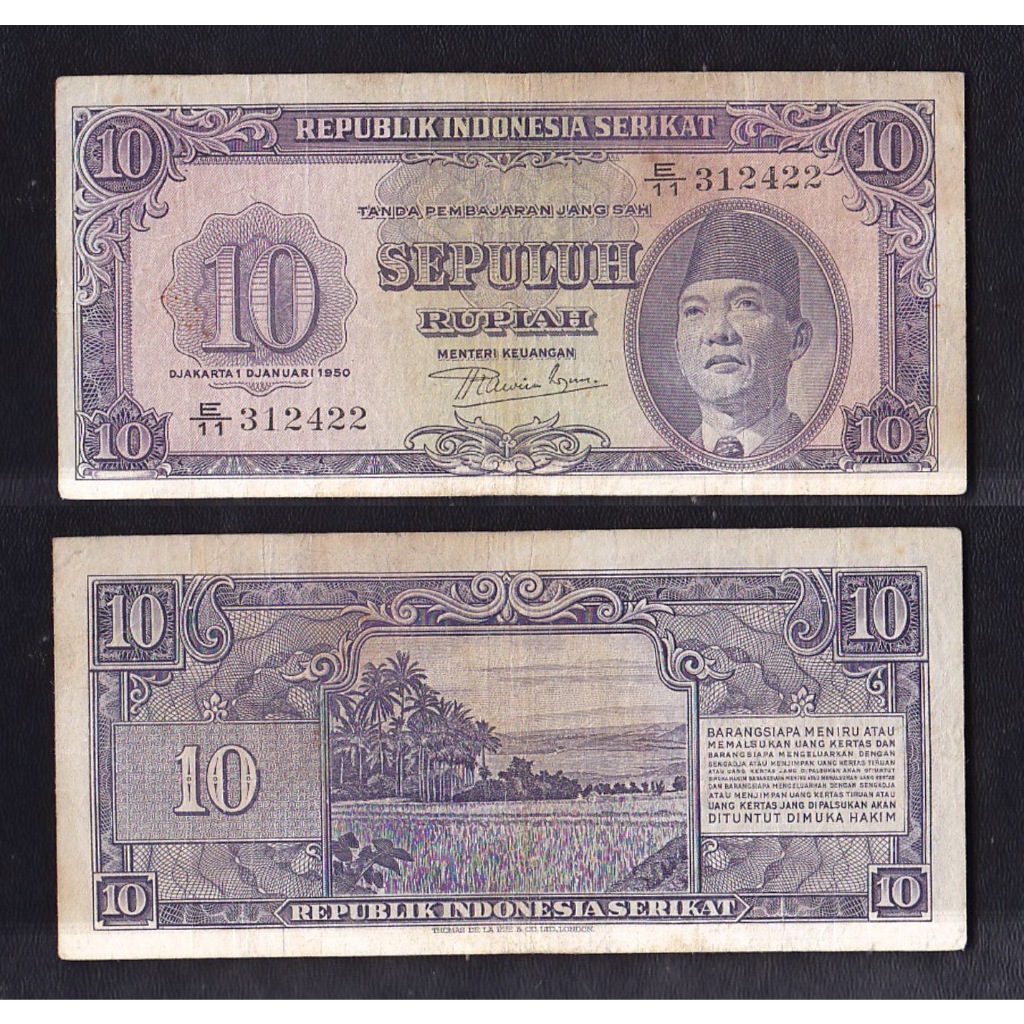 Jual Uang kuno 10 Rupiah RIS tahun 1950 seri Oeang Repoeblik Indonesia ...