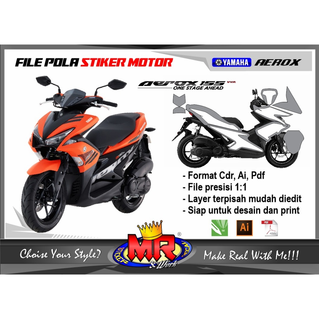 Jual Download Template Pola Stiker Fullbody Yamaha Aerox – Format ...