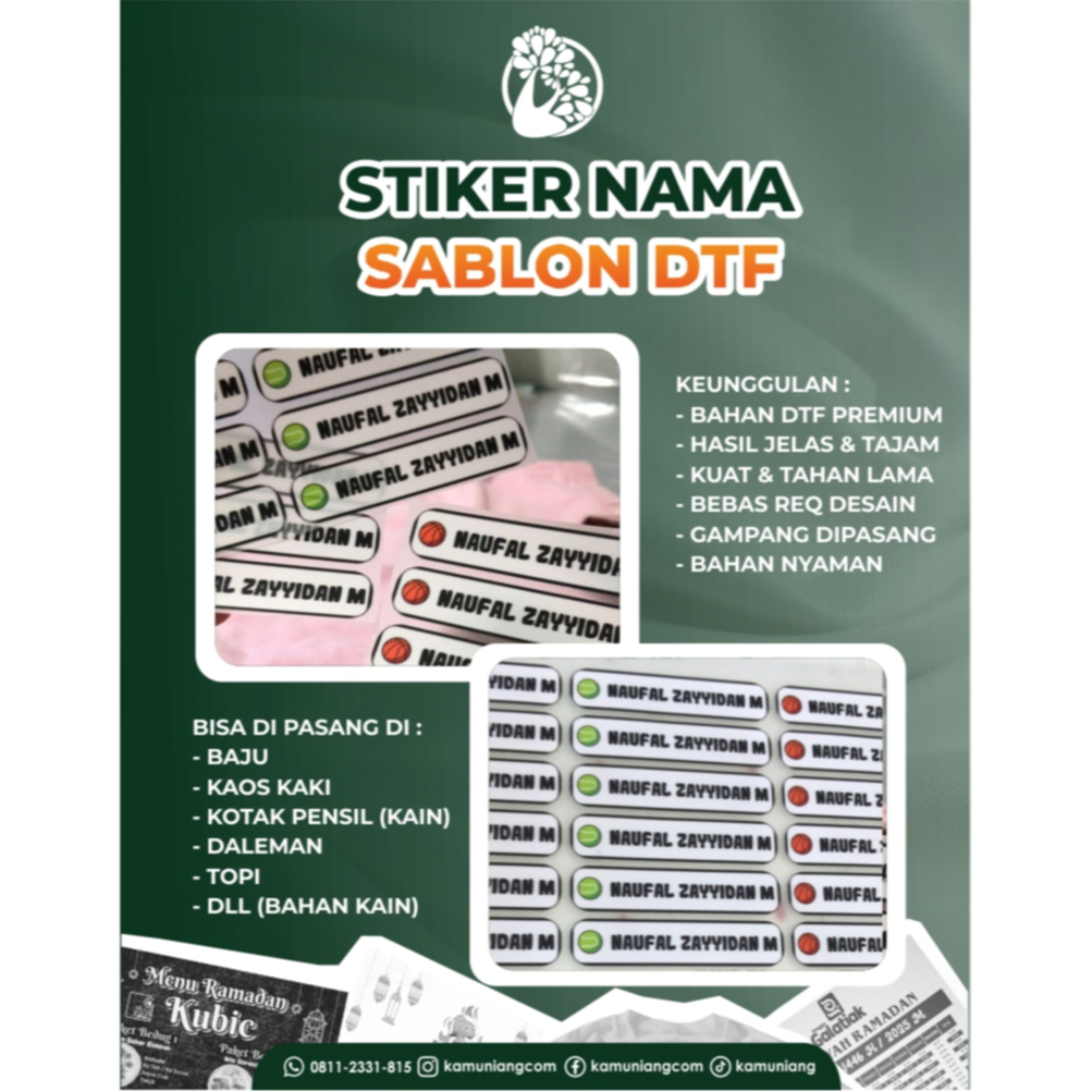 Jual Sticker Nama Sablon DTF Cetak (Print Sablon Siap Press) | Shopee ...