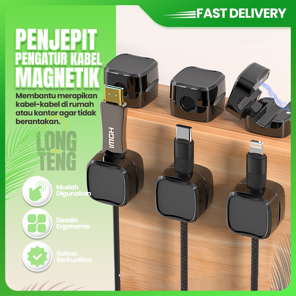 Jual Kabel Holder Tempel Organizer 6 PCS Klip Cable Magnetic Pelindung ...