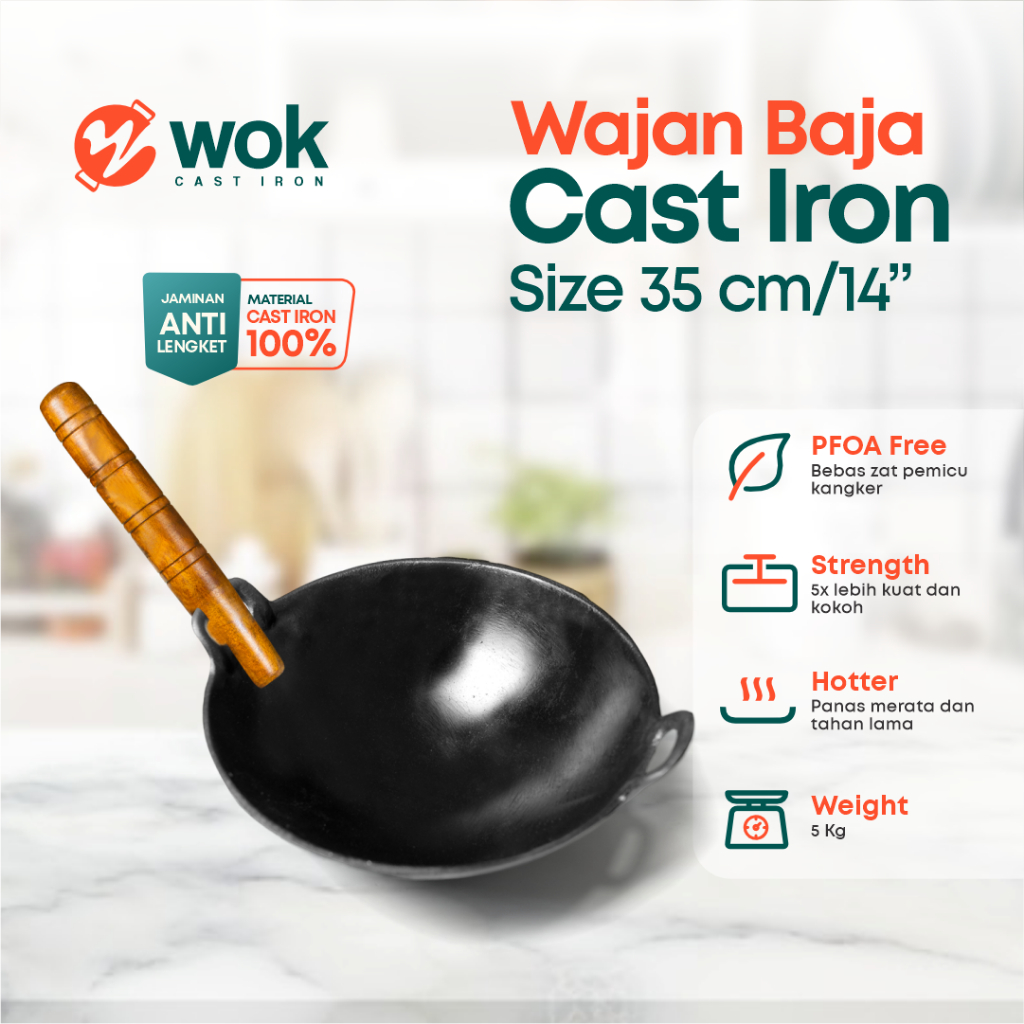 Jual Wajan baja cor 14” (35cm) wajan nasi goreng bakmi/kuali besi cor ...