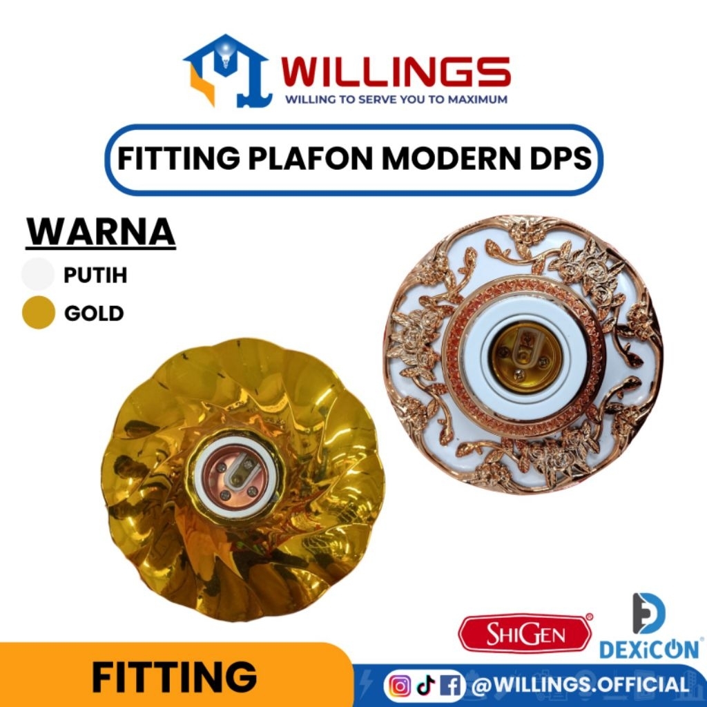 Jual WILLINGS - FITTING PLAFON E27 / FITTING LAMPU SHIGEN / DEXICON ...