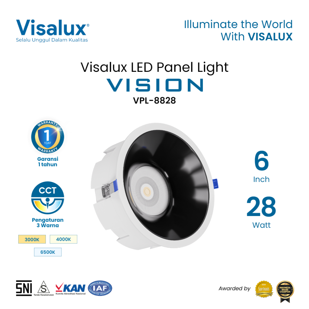 Jual Visalux Vision LED Panel Light Inbow 28W 6 Inch - Lampu Plafon Rumah Downlight 3000K ...