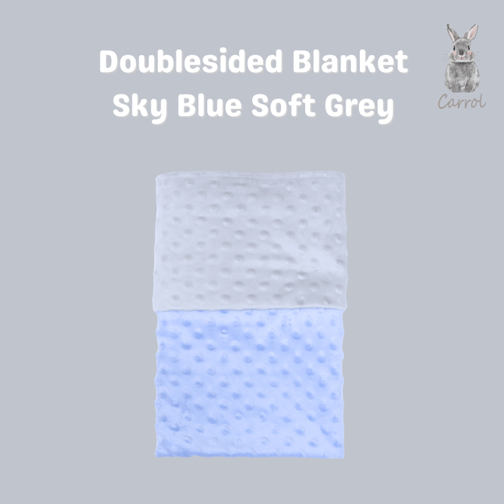 Jual Carrol Baby Double Sided Minky Blanket Sky Blue - Soft Grey ...