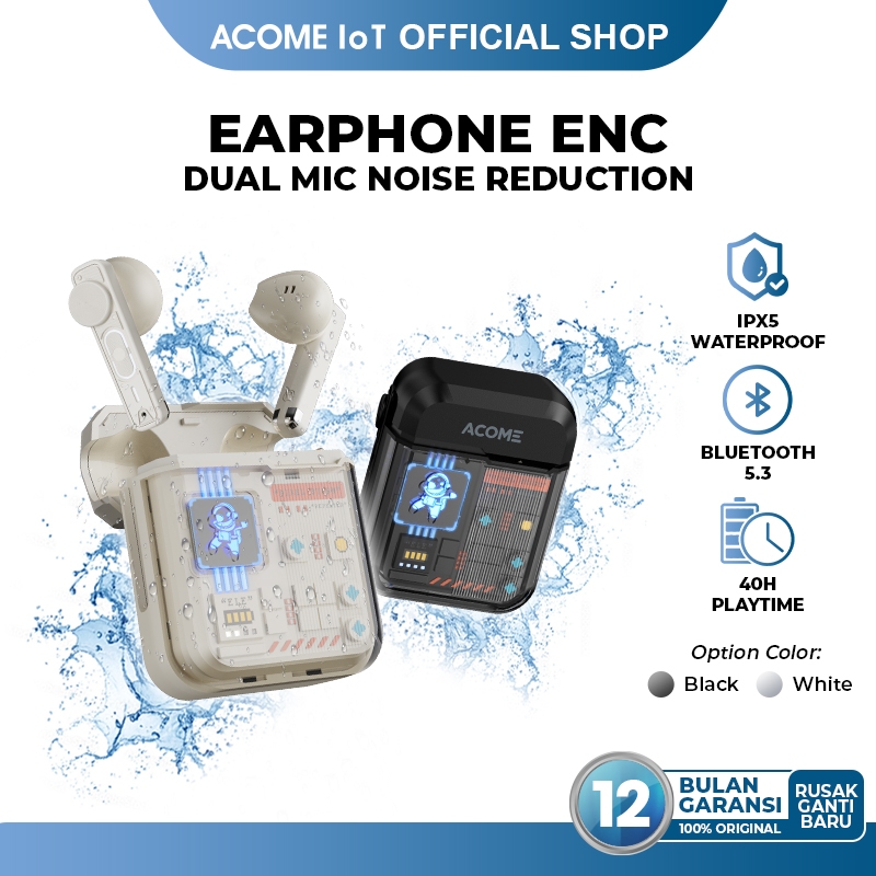 Jual ACOME Headset Earphone TWS Bluetooth 5.3 Transparent Low Latency ...