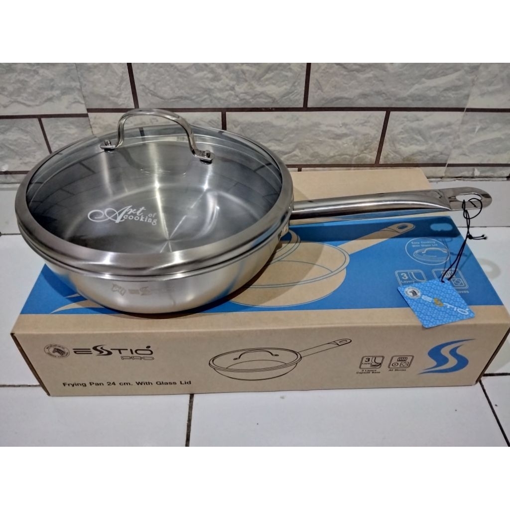 Jual Zebra Frying Pan Estio Pro 24 CM W/Glass Lid (175102) / Wajan ...