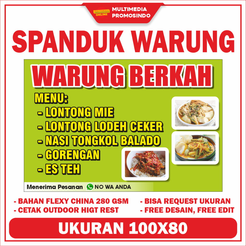Jual Spanduk Banner Warung /Banner Warung Makan/Free Desain Ukuran ...