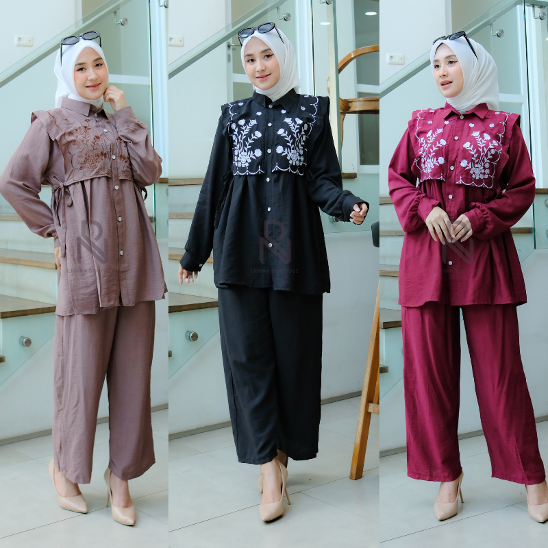 Jual Setelan Muslimah Wanita Bordir – Baju Gamis 2 in 1 Elegan Adem ...
