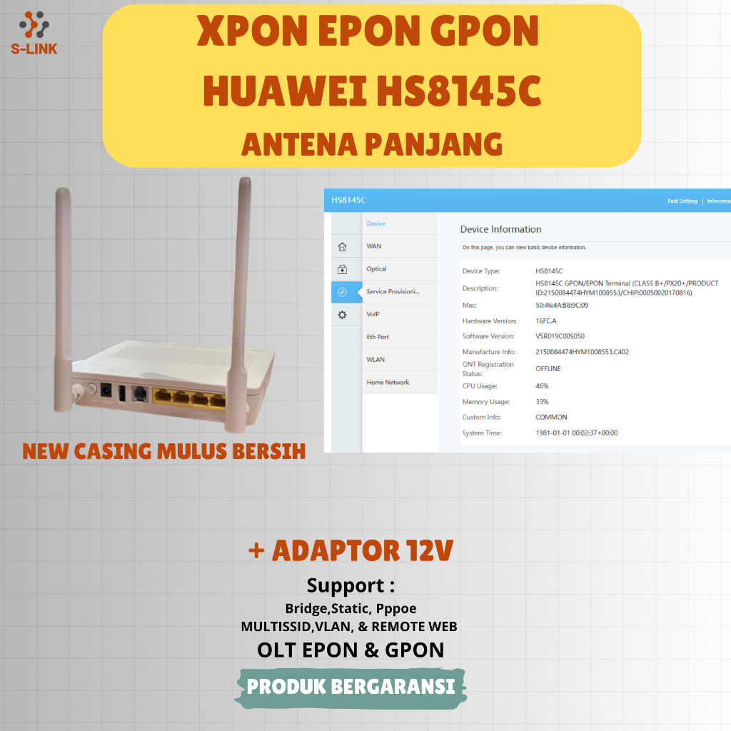 Jual NEW HUAWEI XPON EPON GPON HS8145C ANTENA PANJANG | Shopee Indonesia