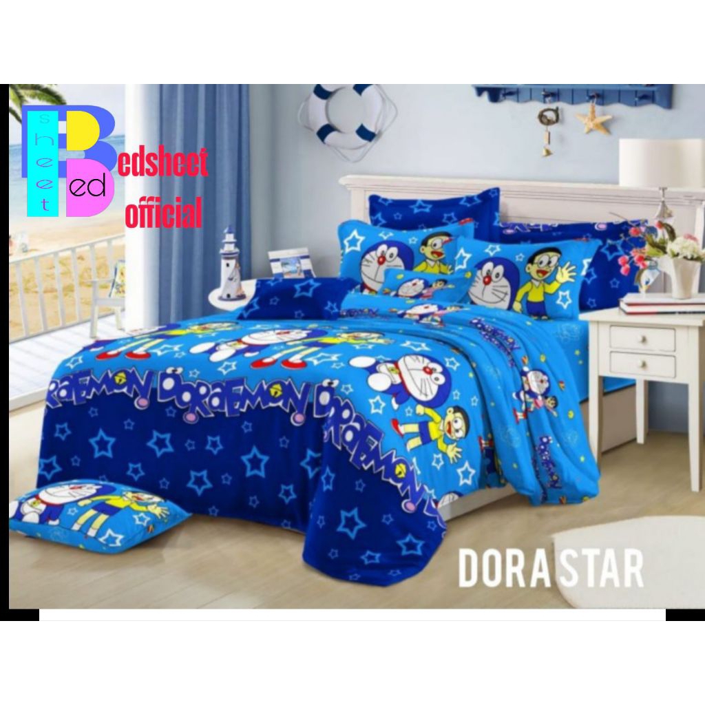 Jual Bed Cover Doraemon Star Ukuran 120×200 Pull Set Selimut Sprei ...