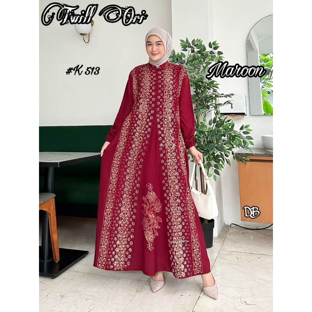 Jual Gamis Twill Ori Pekalongan Klok A M L XL XXL Gamis Syar'i Terbaru ...