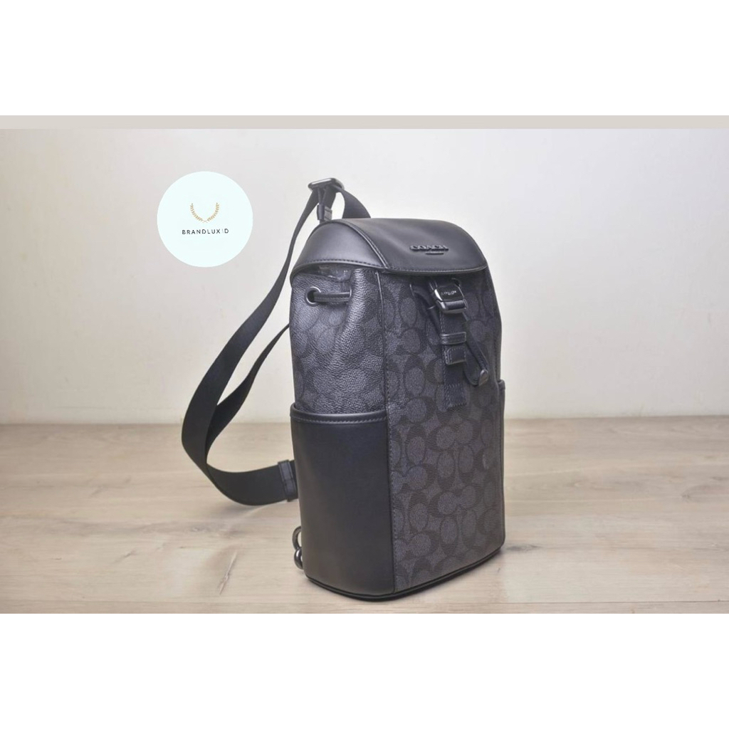 Jual Coach Racer Pack Sign Charcoal Black | Shopee Indonesia