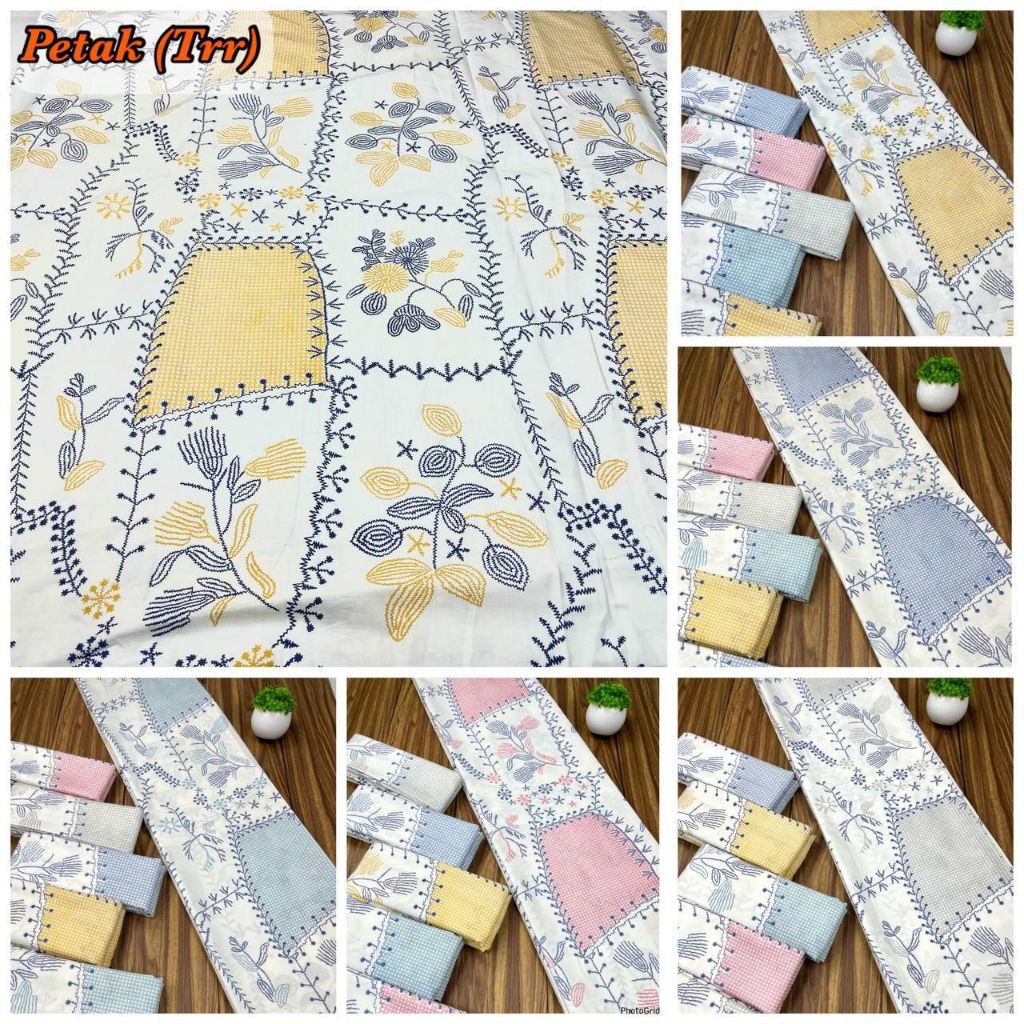 Jual kain batik printing teteron rayon motif bunga dasar putih halus ...