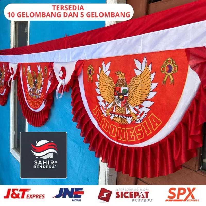 Jual Backdrop Bendera Indonesia Motif Garuda indonesia 10 Gelombang ...