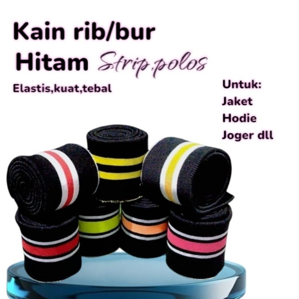 Jual Kain Rib/Bur premium polyester polos dan salur harga perlembar ...