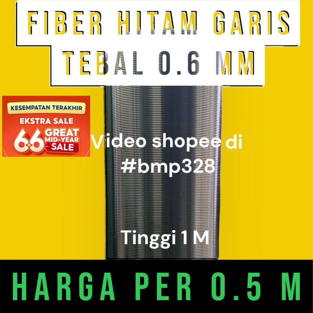 Jual BMP328 FIBER HITAM GARIS 0,6 mm, tinggi 1 M. FIBER PENUTUP PAGAR ...