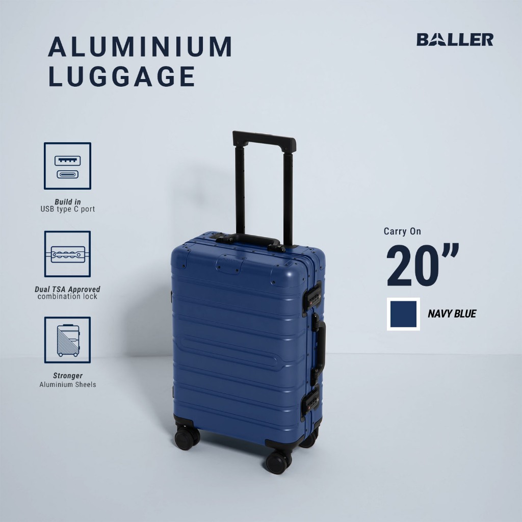 Jual BALLER Koper Aluminium Carry On 20 inch Navy Blue - Koper Kabin ...