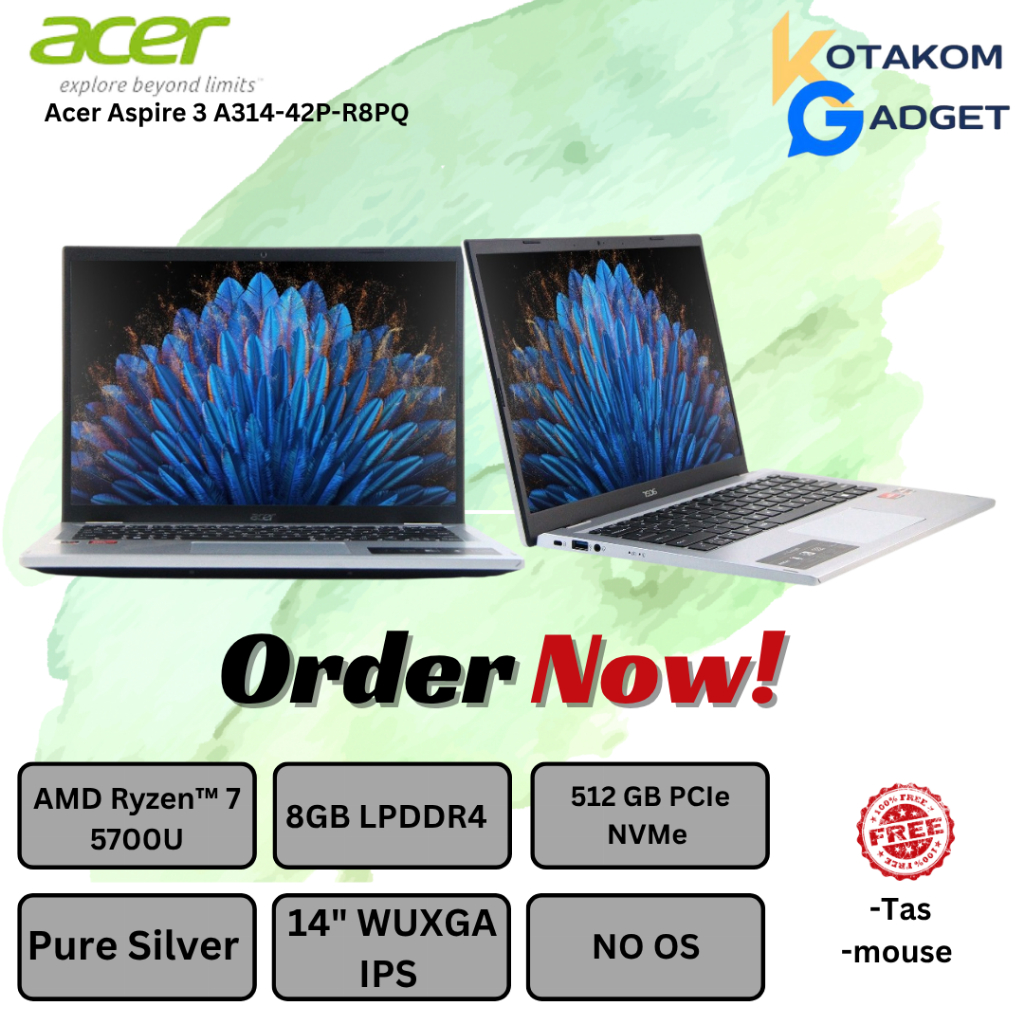 Jual Acer Aspire 3 A314-42P-R8PQ with AMD Ryzen 7 5700U and 8GB LPDDR4 ...