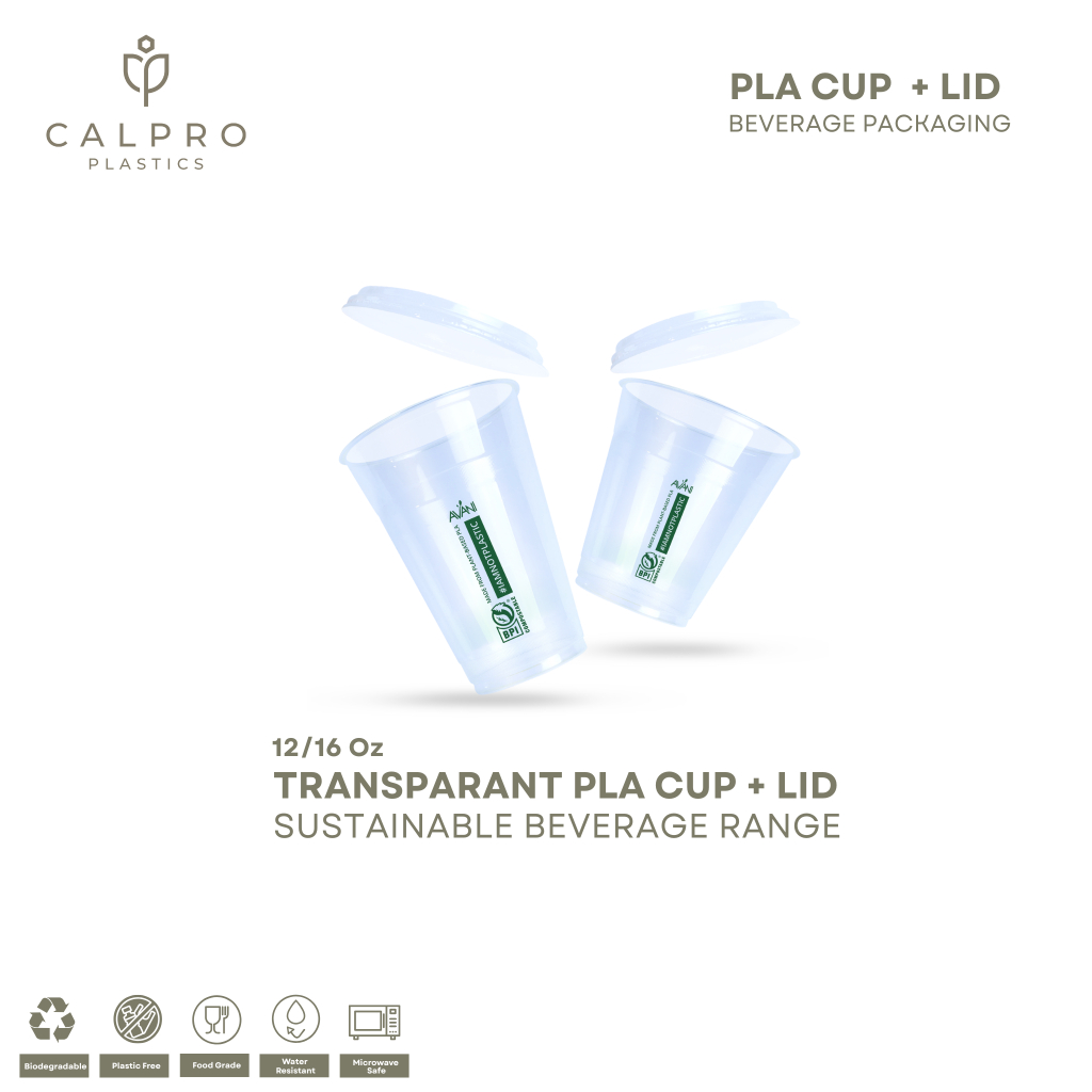Jual Calpro - 12/16 Oz PLA Plastic Cup + Lid I Gelas Plastik + Tutup ...