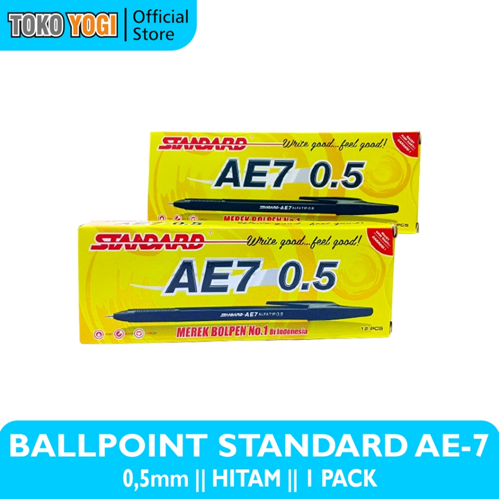 Jual STANDARD BALLPOINT PEN AE-7 0,5 TINTA HITAM (1 PACK = 12 PCS ...
