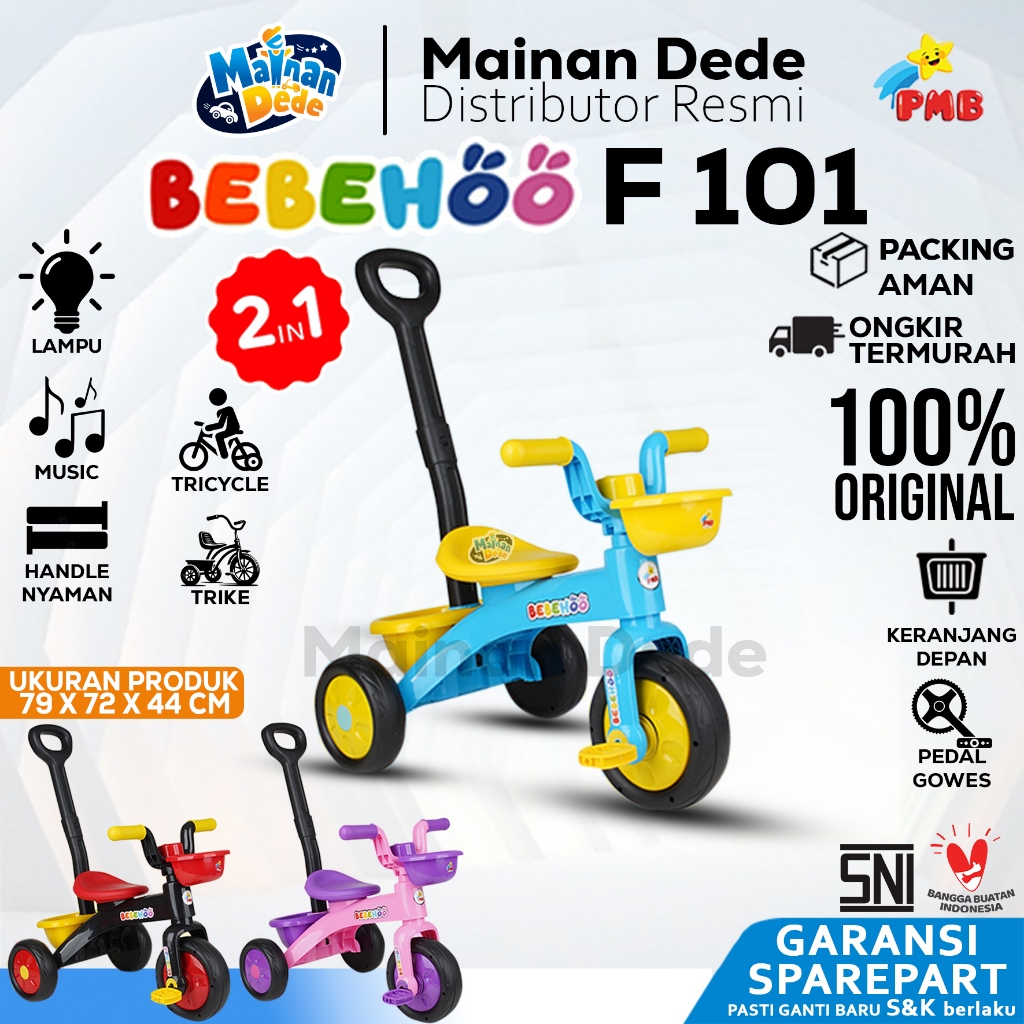 Jual Sepeda Anak Tiga Roda 2 in 1 PMB IORA F-101 TRICYCLE BEBEHO MURAH ...