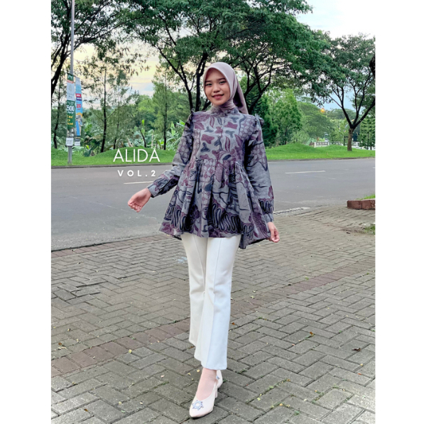 Jual Alida Blouse Atasan Batik Wanita Cewek Kerja Kantor Kekinian ...
