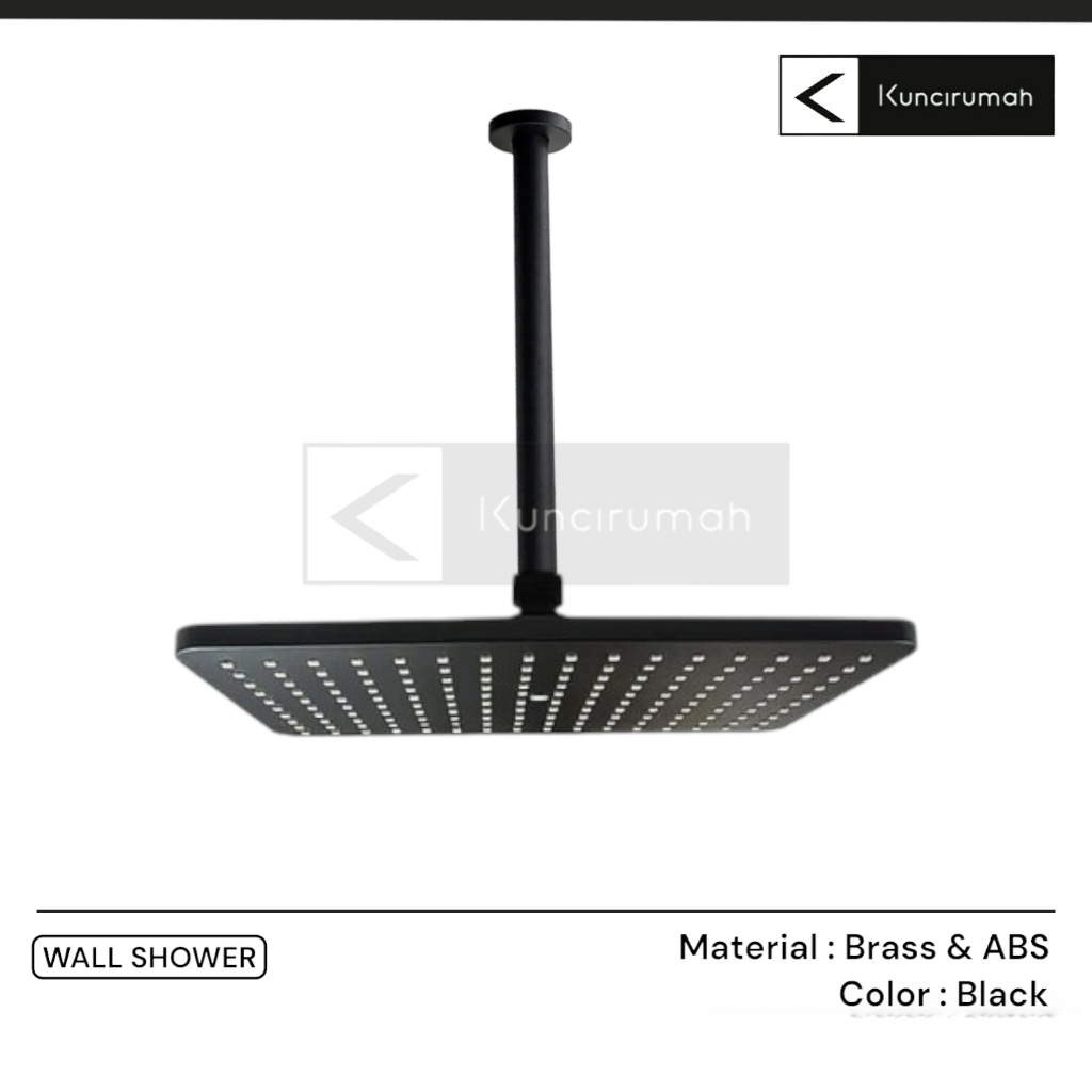 Jual Shower head hitam rain shower atas plafon kotak 12 inch black ...