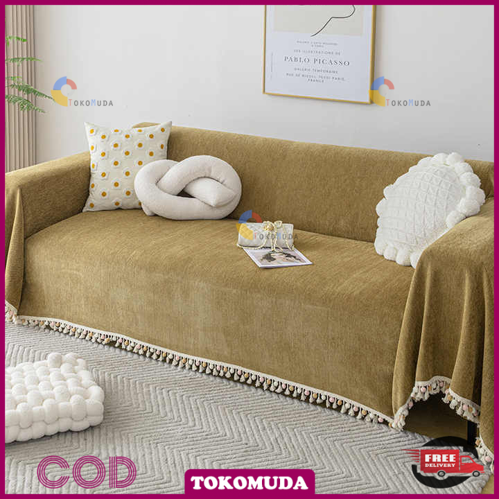 Jual TOKOMUDA COD Selimut Sofa 1 2 3 4 Couch L shape Chenille Sofa ...