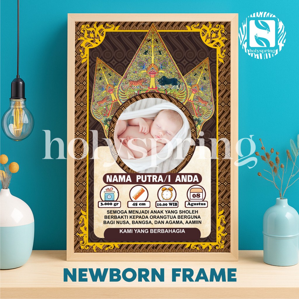 Jual frame Biodata bayi CETAK + BINGKAI tema jawa newborn holyspring ...