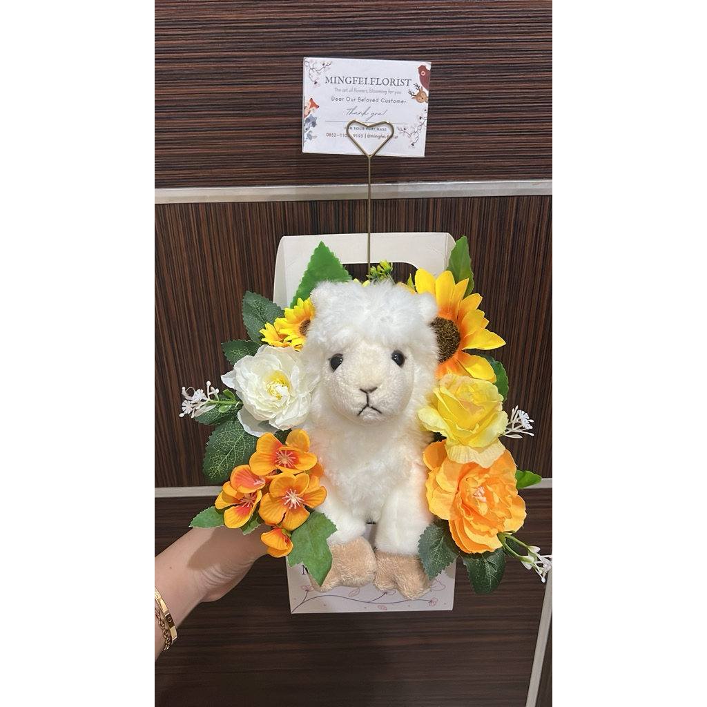 Jual Flouna in the box (Boneka Alpaca) + Packing (Bouquet/Buket/Karang ...