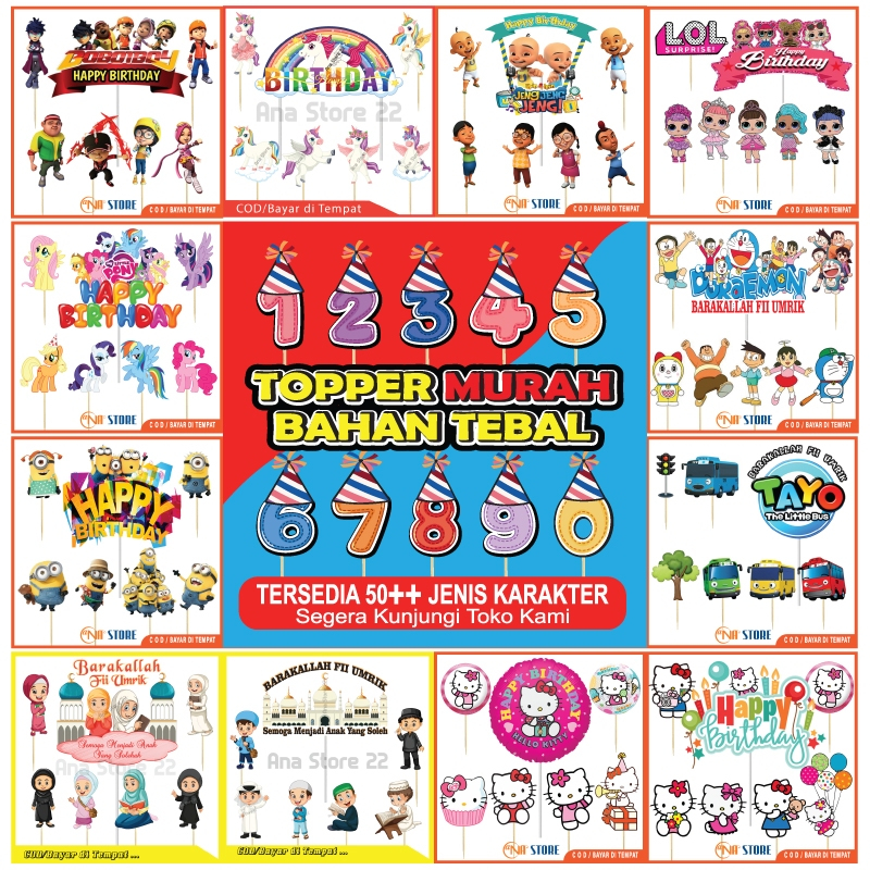 Jual Topper Cake Karakter Happy Birthday Hiasan Karakter Kue Ulang ...