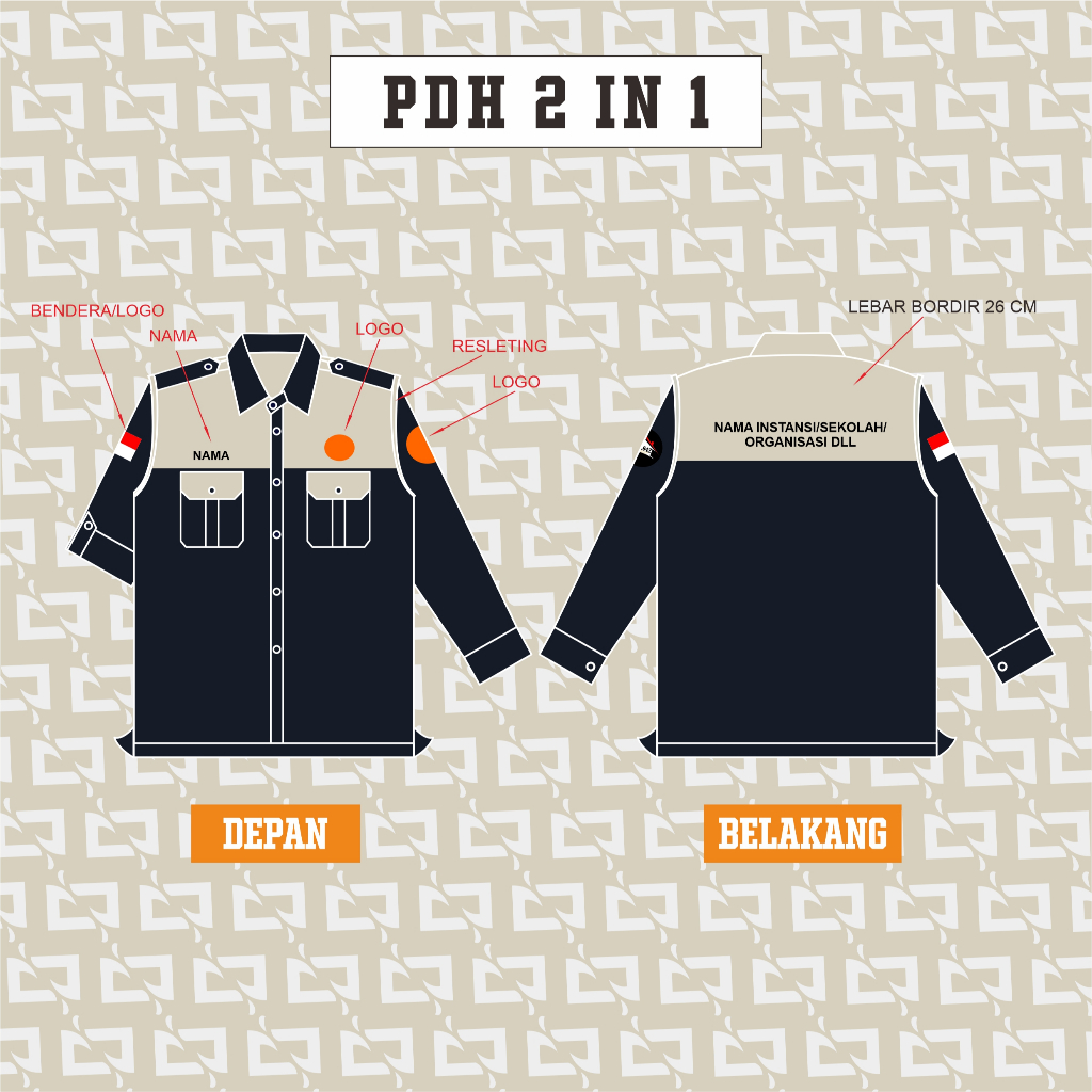 Jual PDH 2IN1 ROMPI CUSTOM BORDIR | Shopee Indonesia
