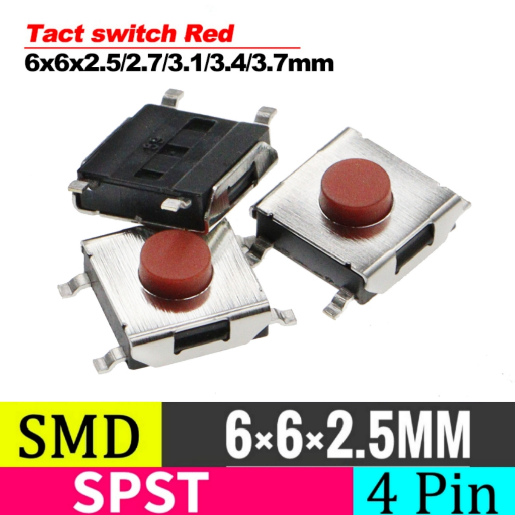Jual Push Switch SMD 4 Pin 6x6x2.5mm SPST Saklar Push On Arduino ...